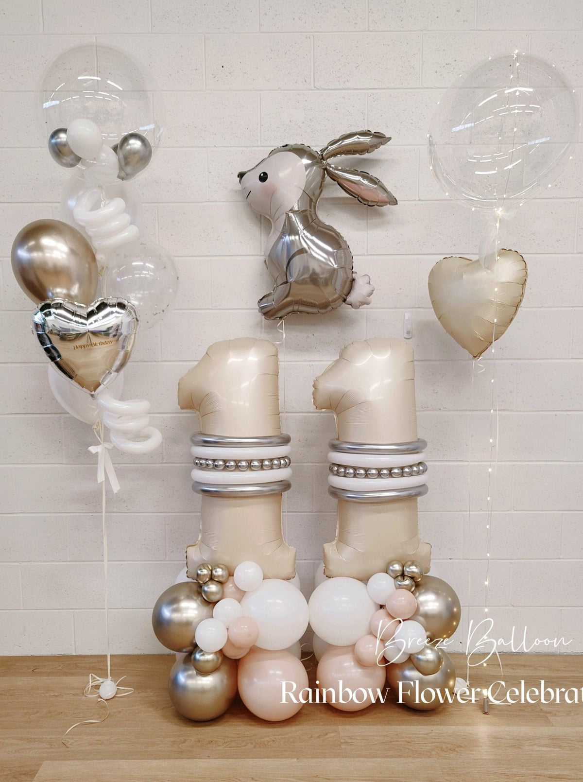 Custom Number Balloon Arrangement Set – Rainbow Flower Celebrate