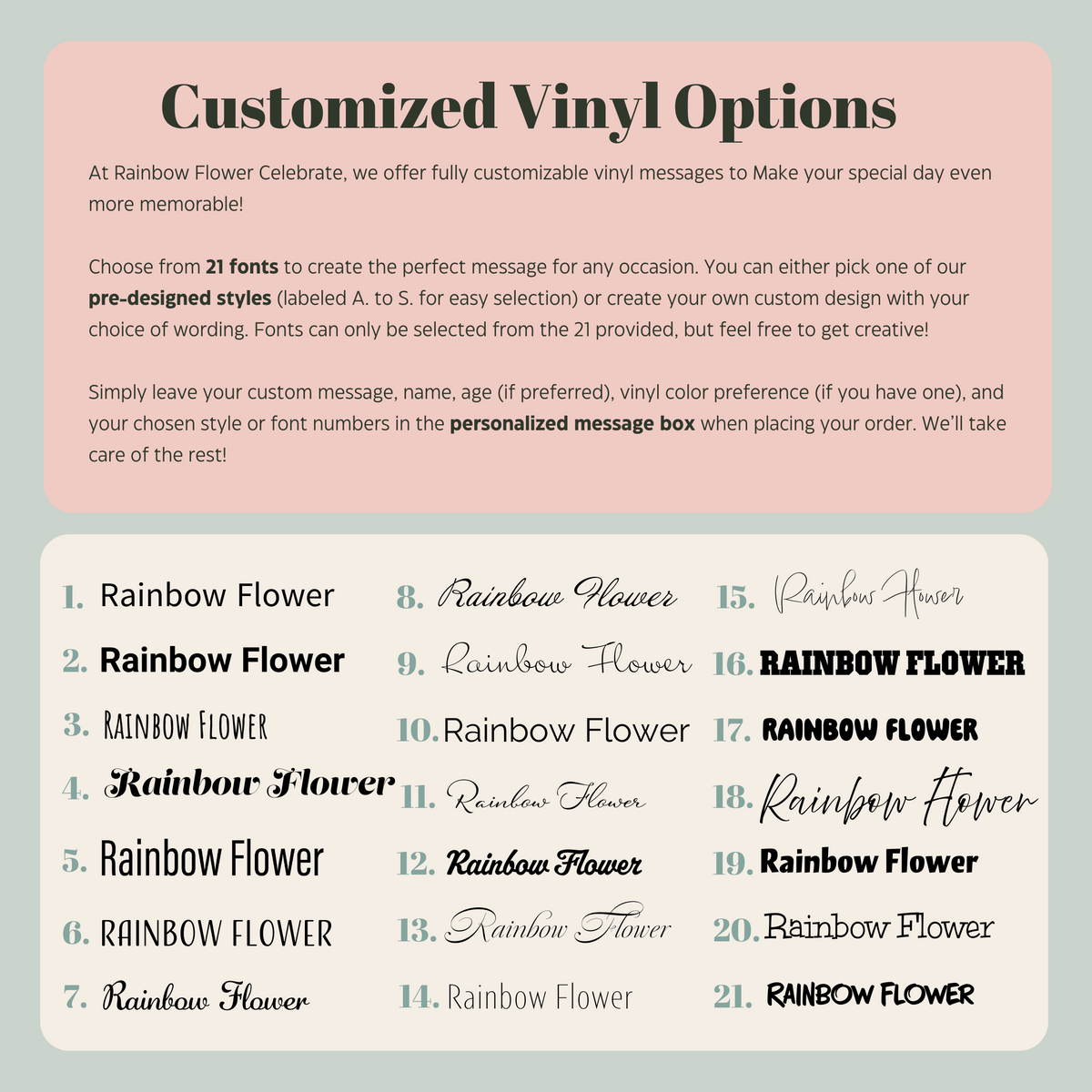Vinyl Fonts Selection