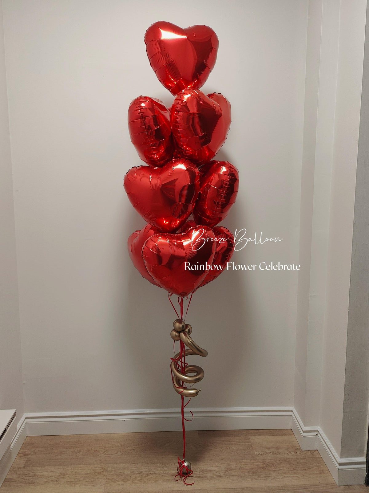 Valentine Foil Hearts Helium Balloon Tree | Romantic Balloon Decor ...